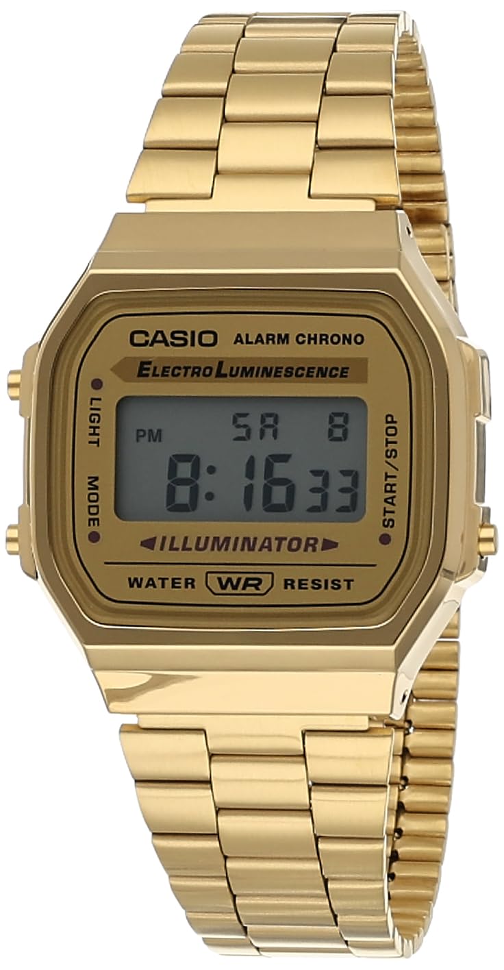 Casio Vintage Retro Gold Digital Dial Stainless Steel Unisex Watch A16 ...
